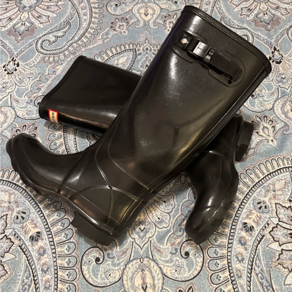 Hunter | Shoes | Hunter Original Huntress Gloss Tall Black Rain Boots ...